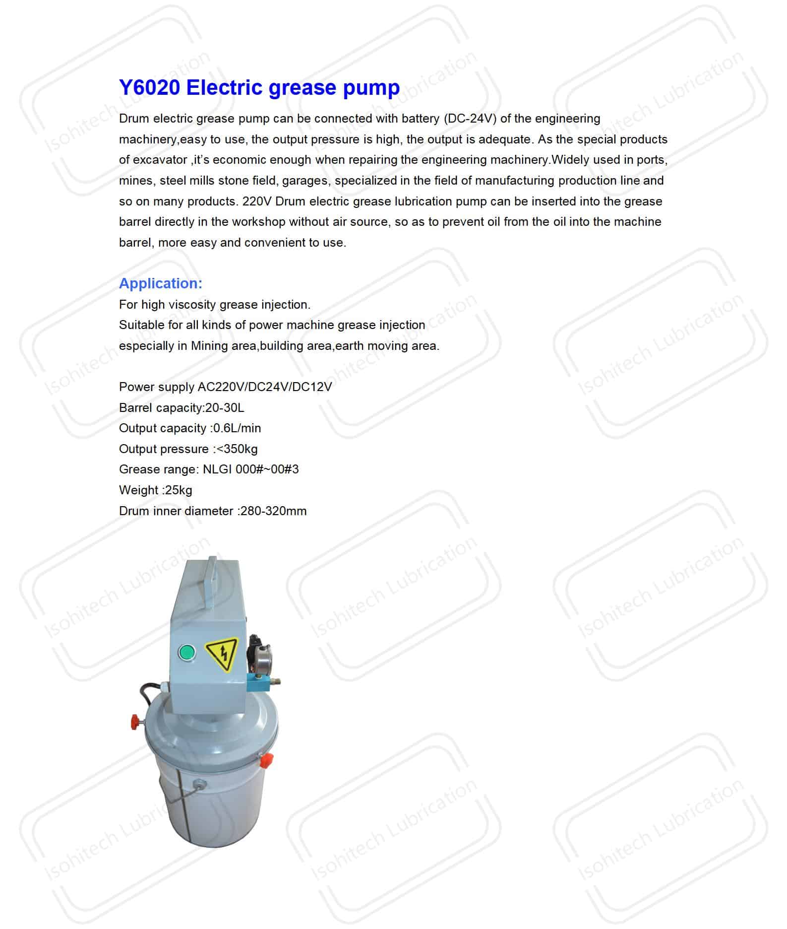Y-6020 Electric Grease Pump | High-Pressure & Efficient